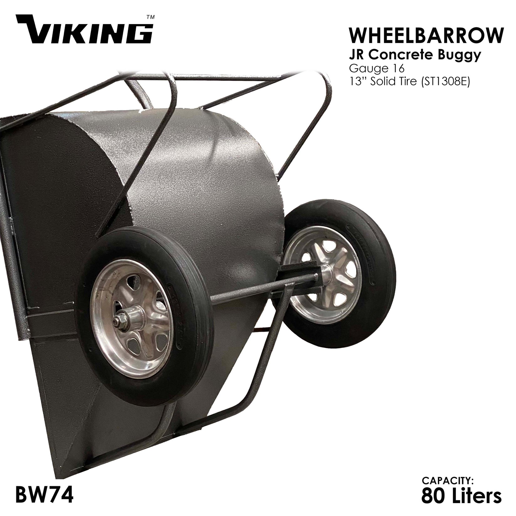 Viking Heavy-Duty JR Concrete Buggy Wheelbarrow – 16 Gauge Tray, 80 Li ...