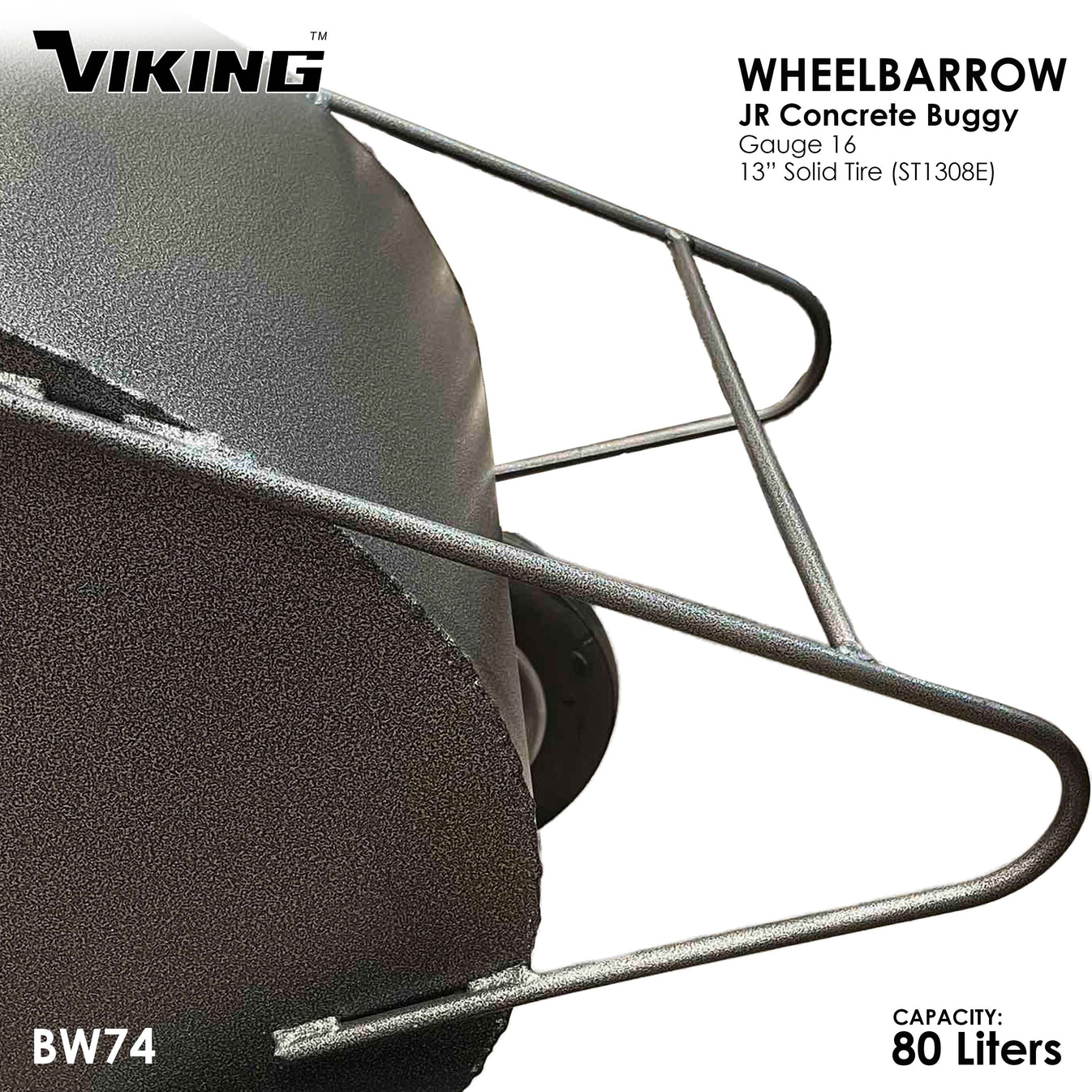 Viking Heavy-Duty JR Concrete Buggy Wheelbarrow – 16 Gauge Tray, 80 Li ...