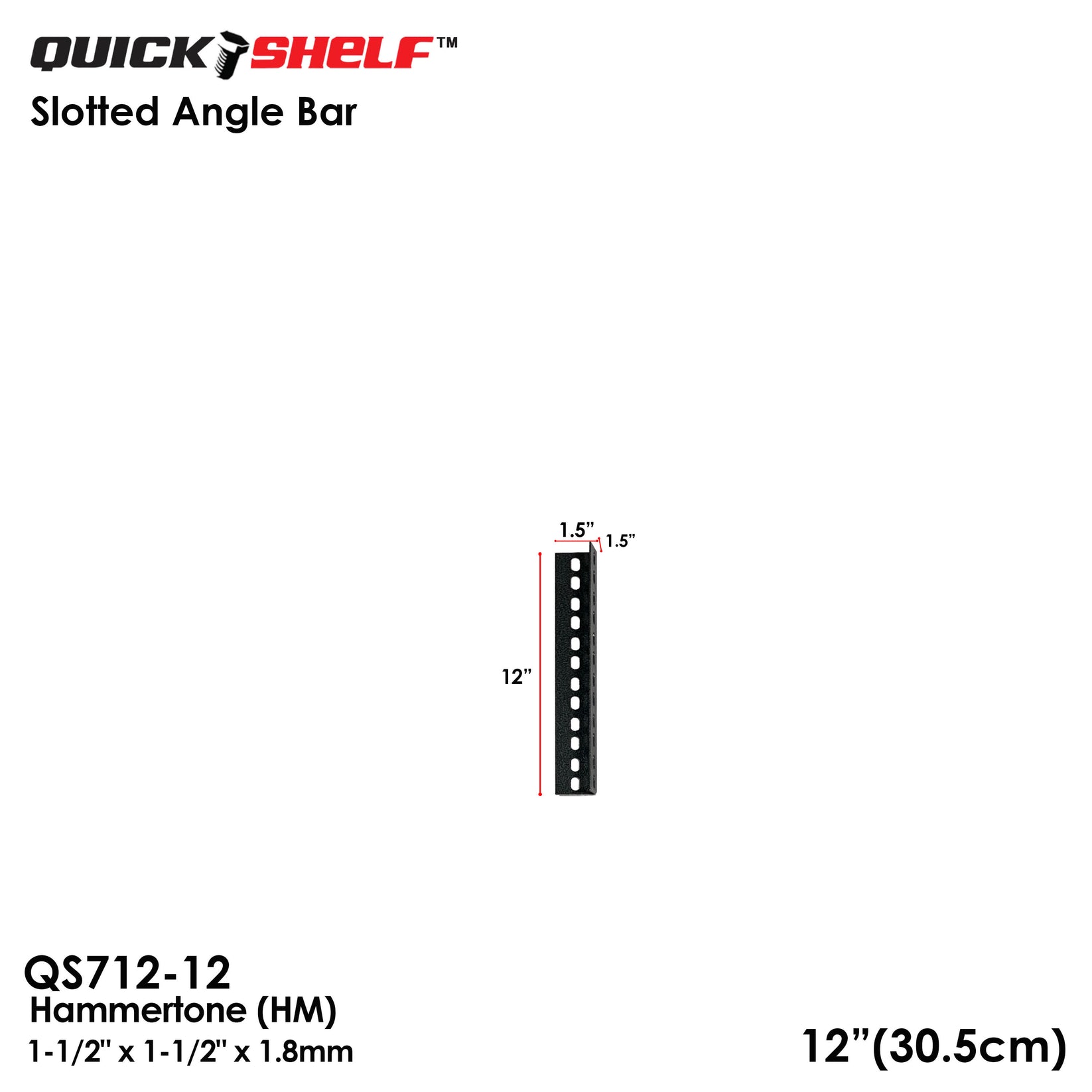 QUICKSHELF Slotted Angle Bar for QS712 DIY Steel Storage Shelving ...